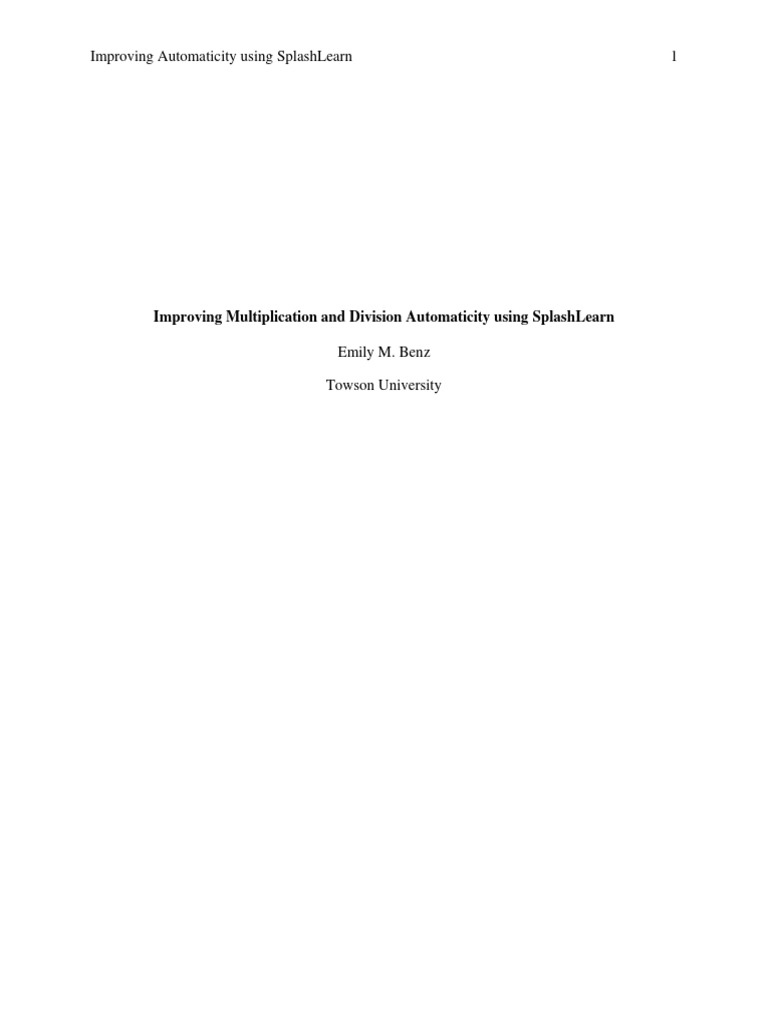 Improving Multiplication and Division Automaticity Using Splashlearn ...