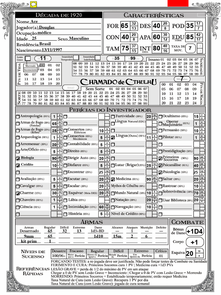 Ficha RPG One Shot | PDF