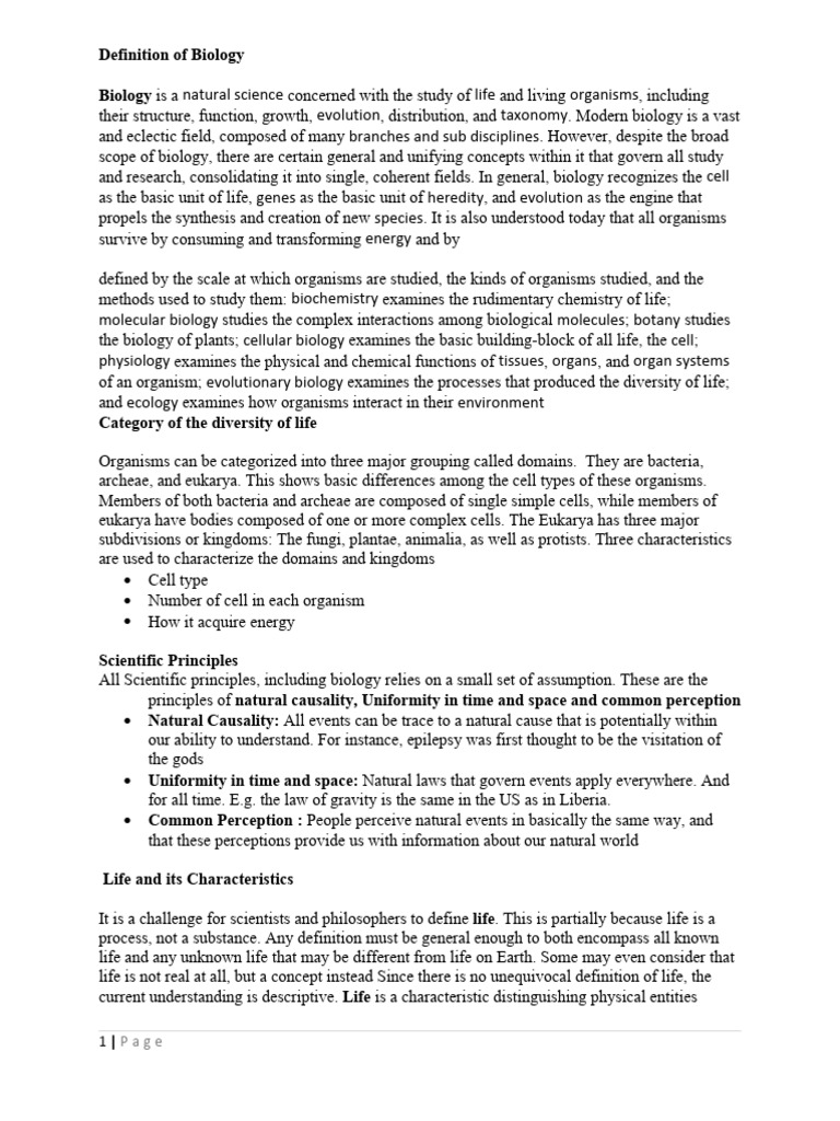 BIO 101 LECTURE NOTES - Doc..bak | PDF | Endoplasmic Reticulum | Mitosis