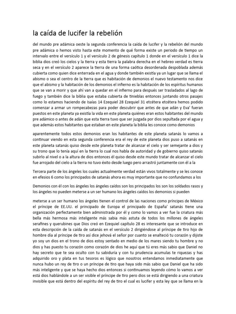 La Caída de Lucifer La Rebelión | PDF | Satán | Adán y Eva