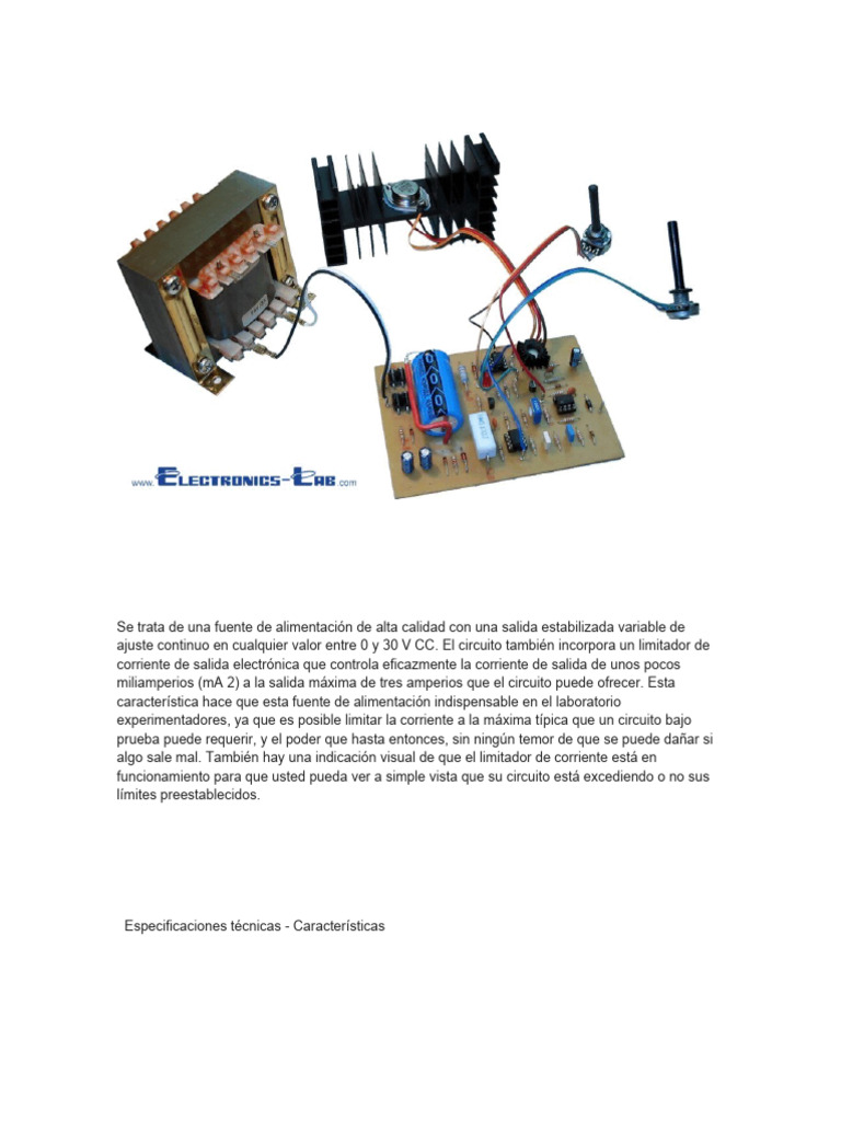 Fuente Regulada de 0 A 30 V | PDF | Fuente de alimentación | Corriente ...