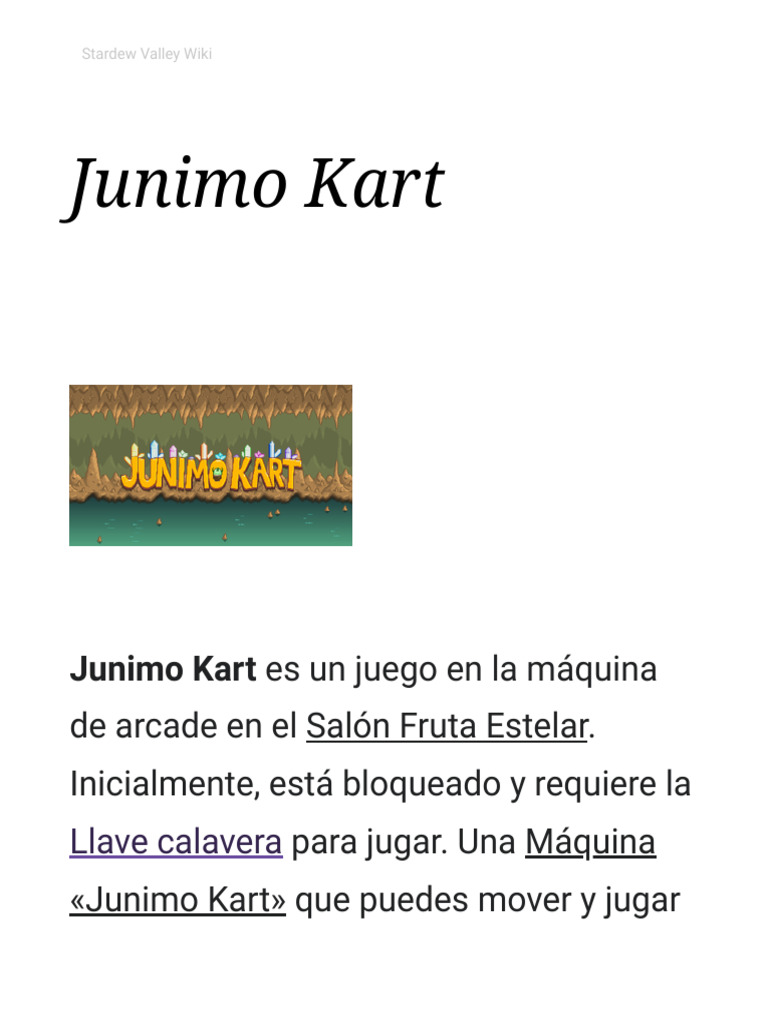 Junimo Kart - Stardew Valley Wiki | PDF