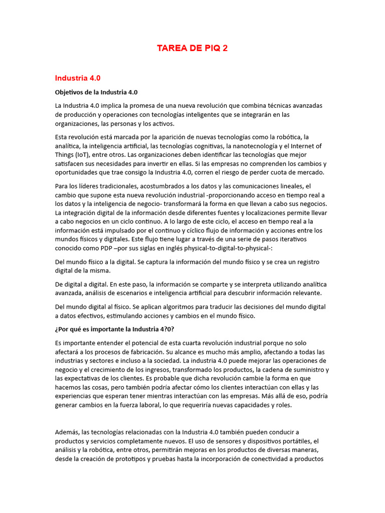 Tarea de Piq 2 | PDF | Big Data | Impresión 3d
