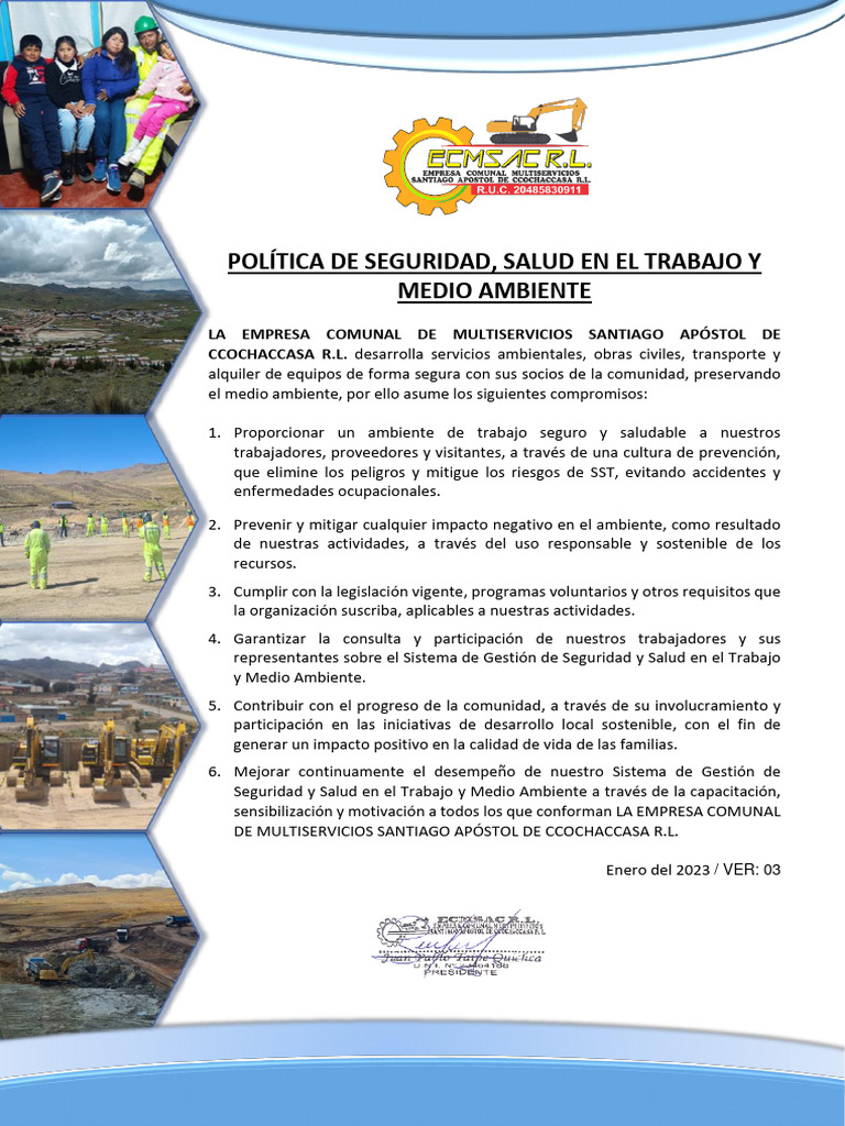 POLITICA SST, MA y RS | PDF | Negocios | Ciencias sociales