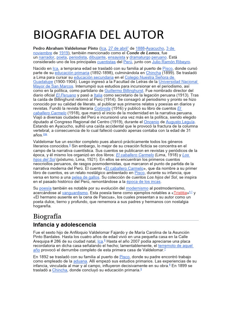 Biografia Del Autor | PDF