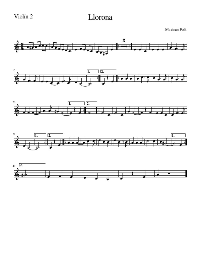La Llorona-Violín 2 | PDF