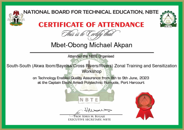 Nbte Certificate | PDF
