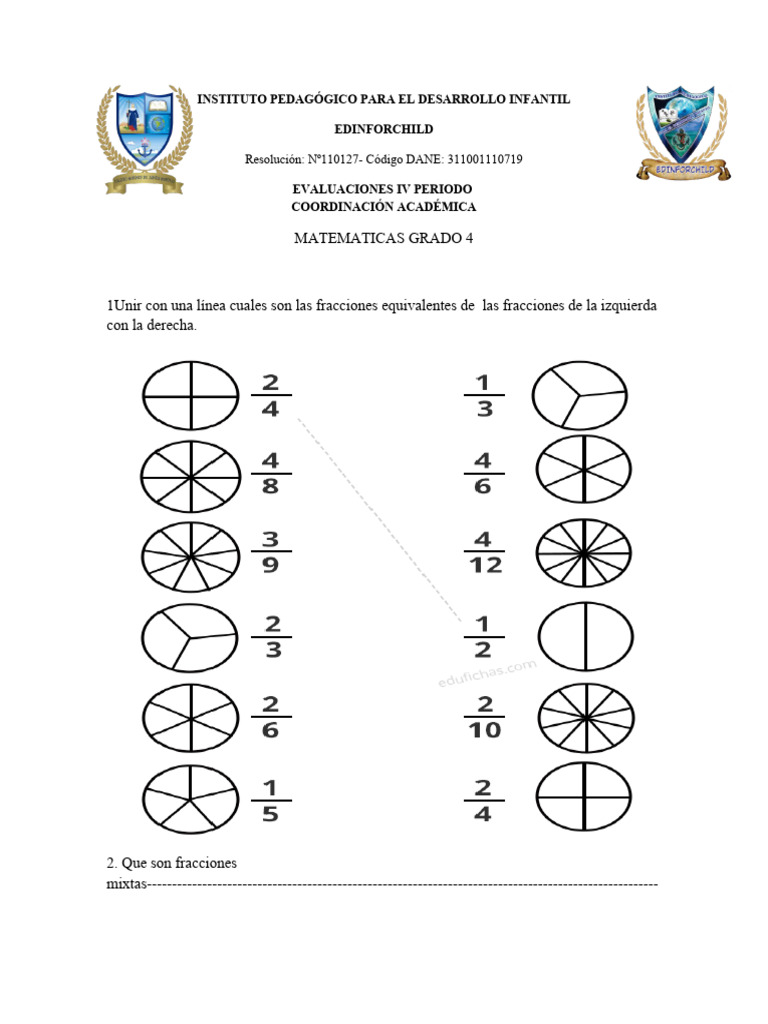 Evaluaciones Cuarto Periodo Grado Cuarto Matematicas Geometria