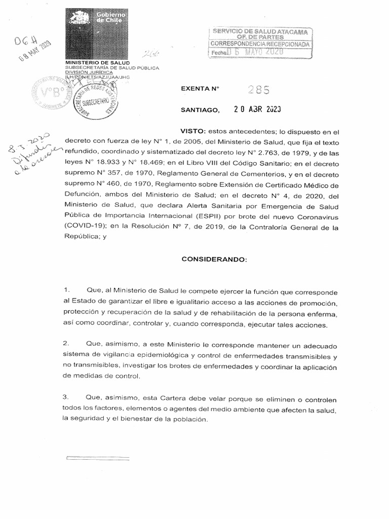 Exenta 285 ASESORES DGH | PDF