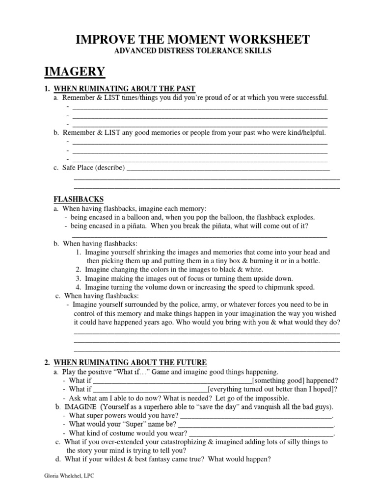 Improve The Moment Worksheet | PDF | Anxiety | Attitude (Psychology)