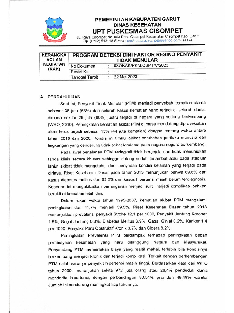 Kak Prog. Deteksi Dini Faktor Resiko PTM | PDF