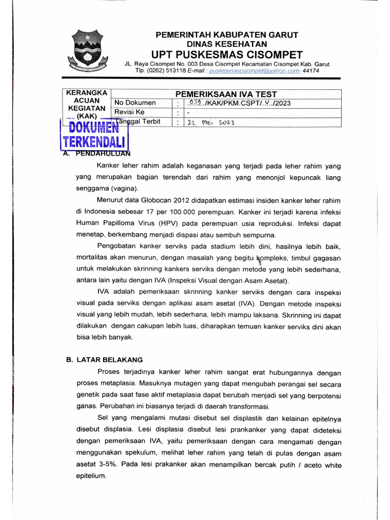 Kak Pemeriksaan Iva Test | PDF