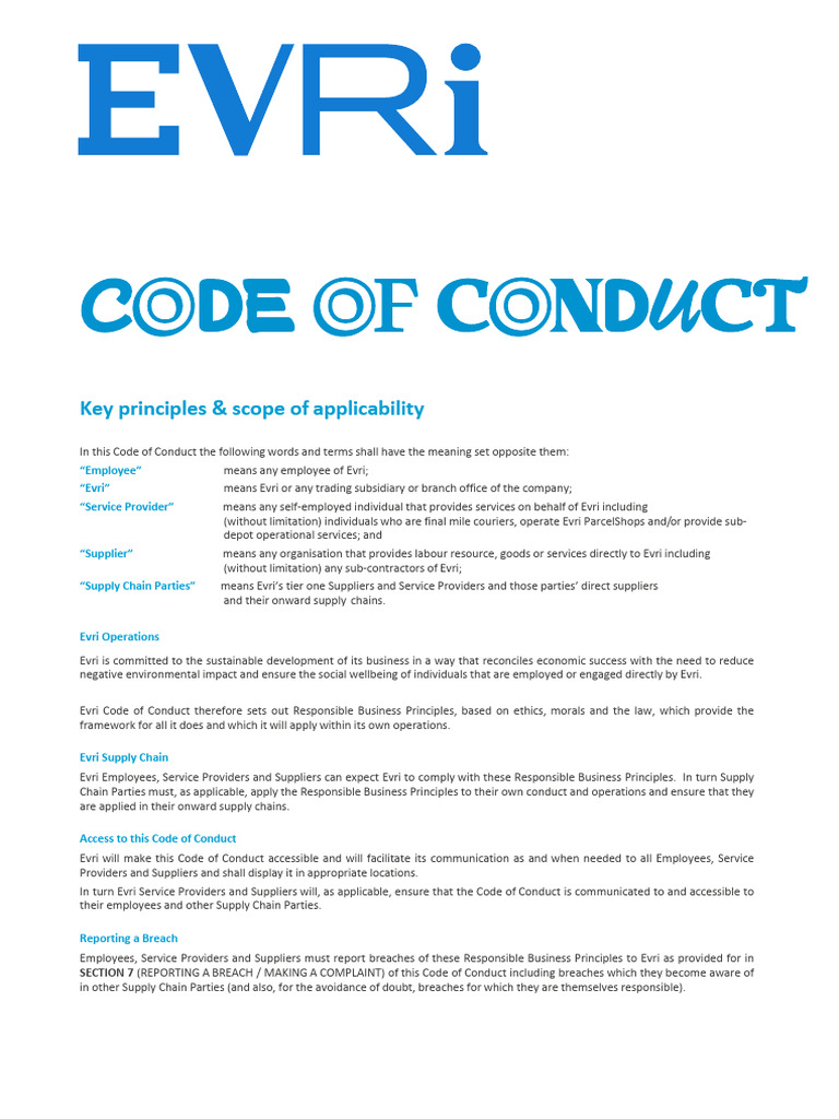 Code of Conduct | PDF | Occupational Safety And Health | Supply Chain