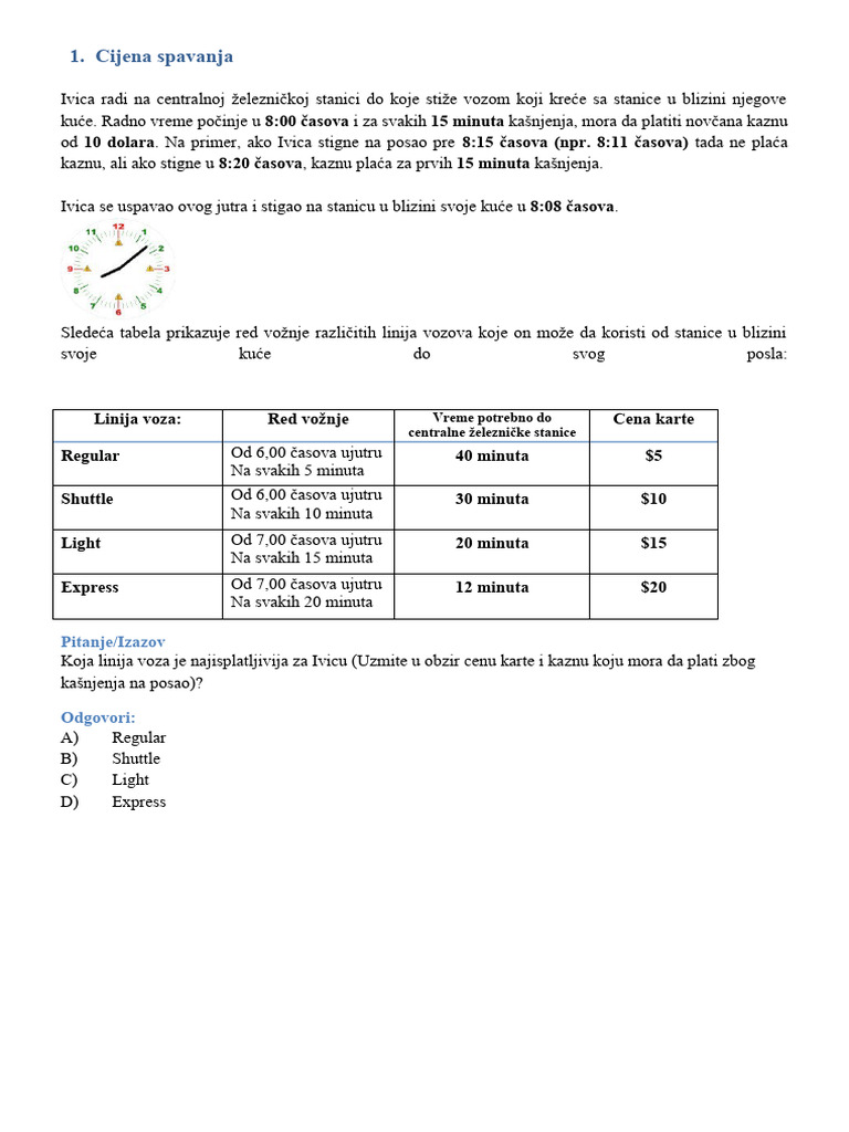 Dabar Zadaci Za Ispit | PDF