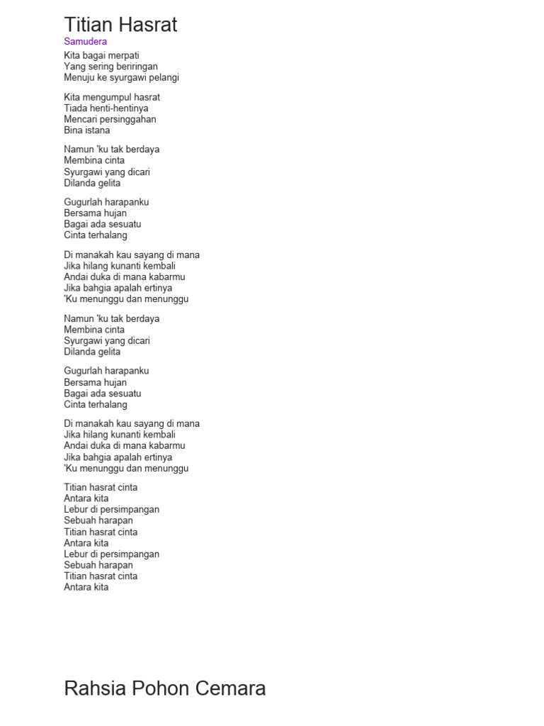 Titian Hasrat LIRIK | PDF