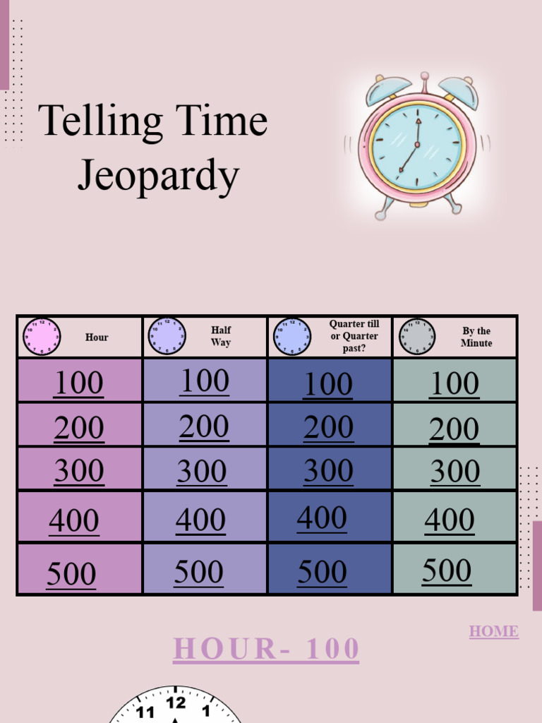 Telling Time Jeopardy Game | PDF