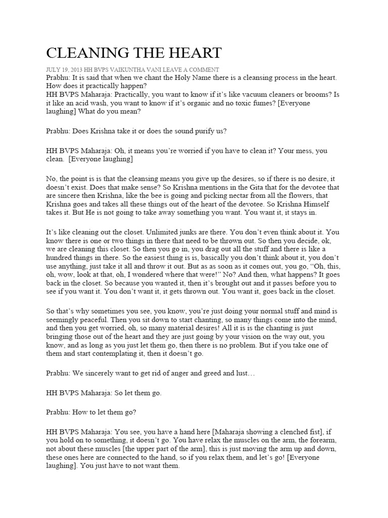 Cleaning The Heart | PDF | Love