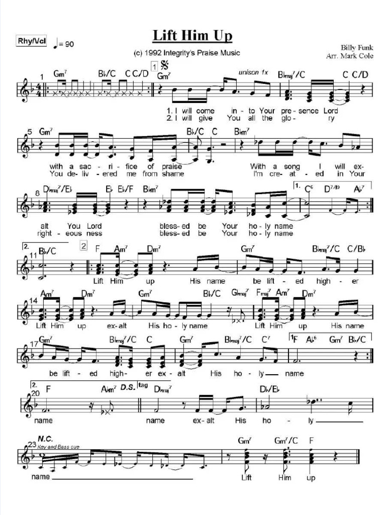 Lift Him Up Ron Kenoly Lead Sheet Pdf