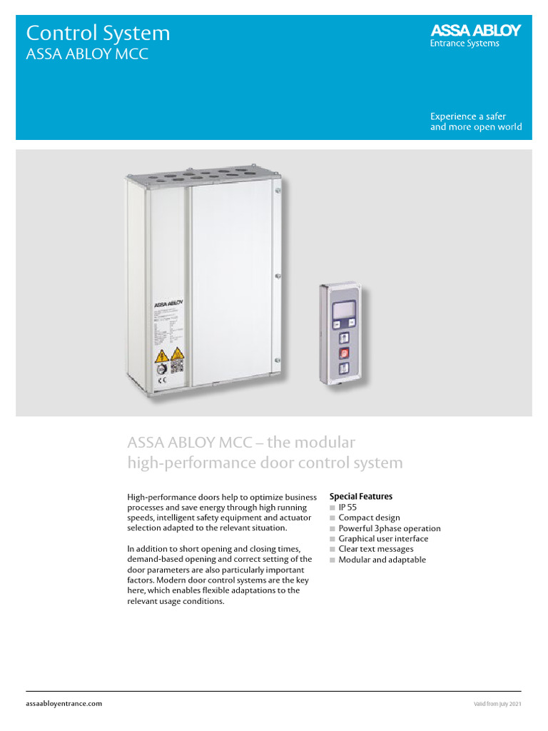 ASSA ABLOY MCC 7110 Control System Guide | PDF | Door | Electrical ...