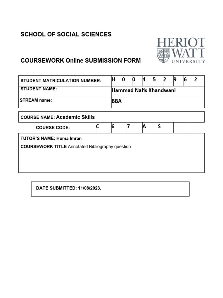 C67AS Coursework COVER+PAGE Hammad | PDF