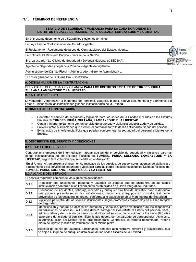 Modelo de Términos de Referencia | PDF | Fiscal | Vigilancia