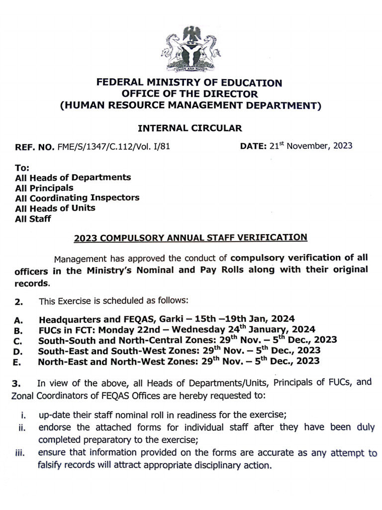 Verification Circular and Form | PDF