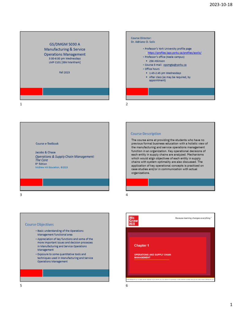 Chapter 1 PPT Slides F23 (Handout Format) | PDF | Supply Chain | Inventory