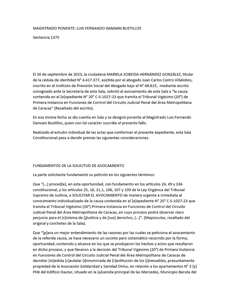 Sentecia TSJ | PDF | Mandato | Judicaturas