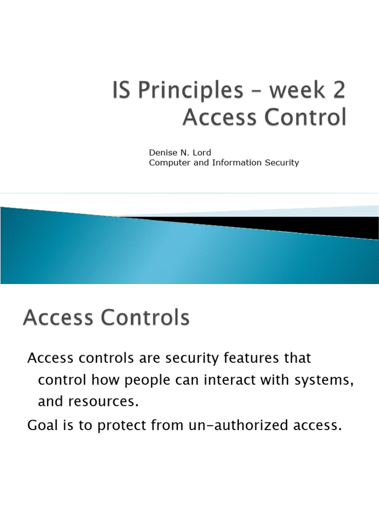 L 03 Isprinciples Accesscontrol 101001121837 Phpapp01 | PDF | Computer Access Control | Password