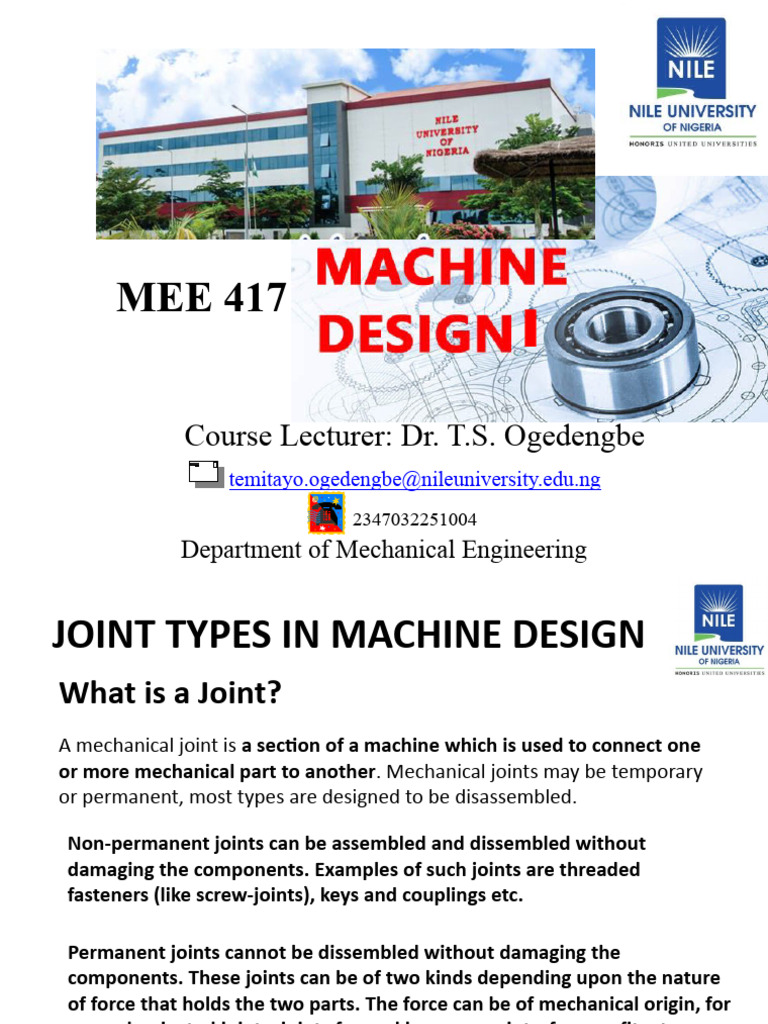 Module 3 - Joint Types in Machine Design | PDF | Screw | Building Engineering