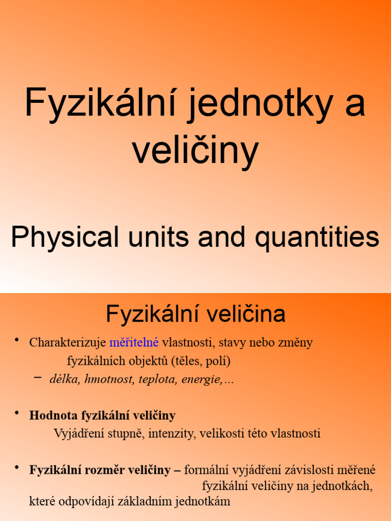 Fyzikální Veličiny A Jednotky | PDF