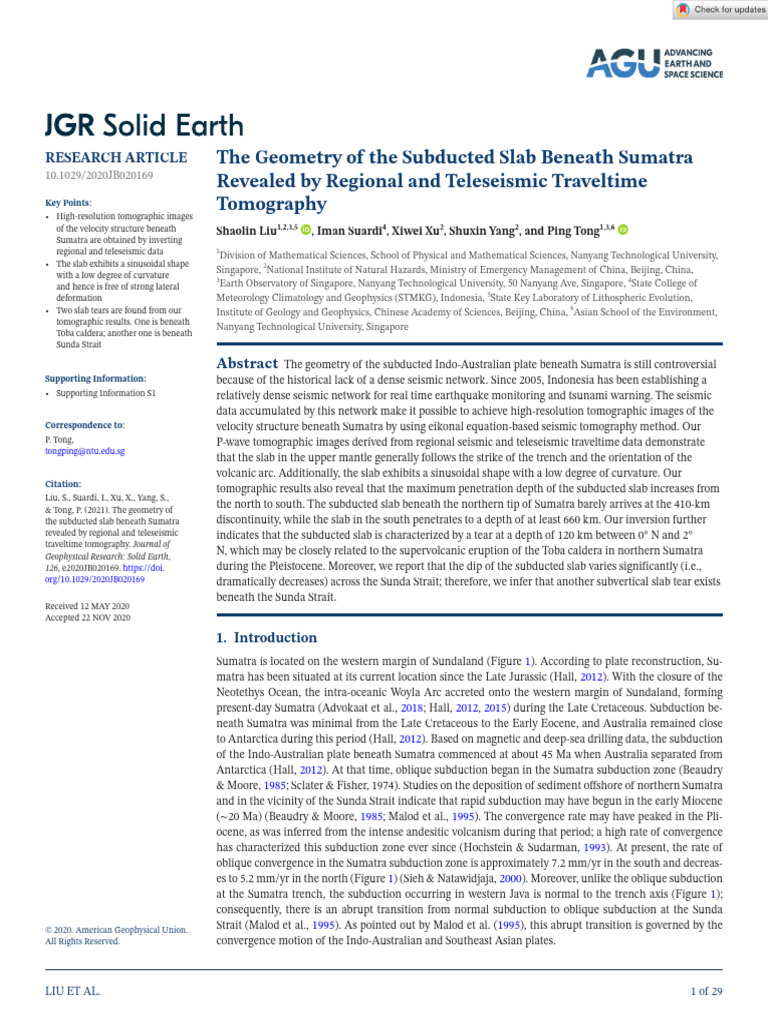 JGR Solid Earth - 2020 - Liu | PDF | Earthquakes | Plate Tectonics