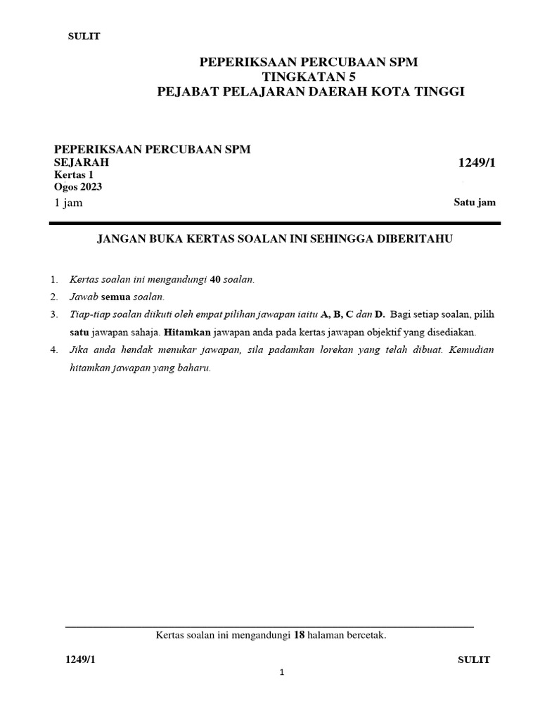 PPC K1 Sejarah SPM | PDF