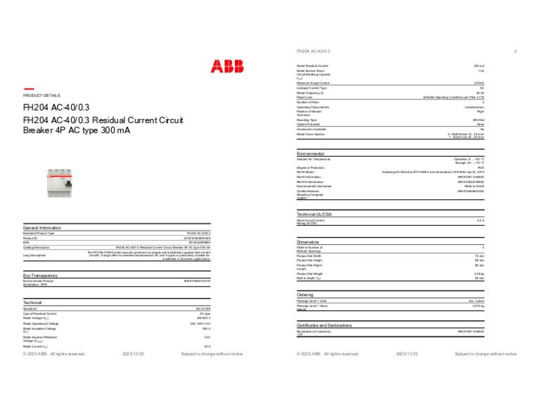 5iii. ABB 40A RCCB | PDF | Alternating Current | Electrical Engineering