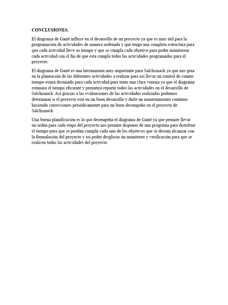 Conclusiones Gantt | PDF | Arte | Informática