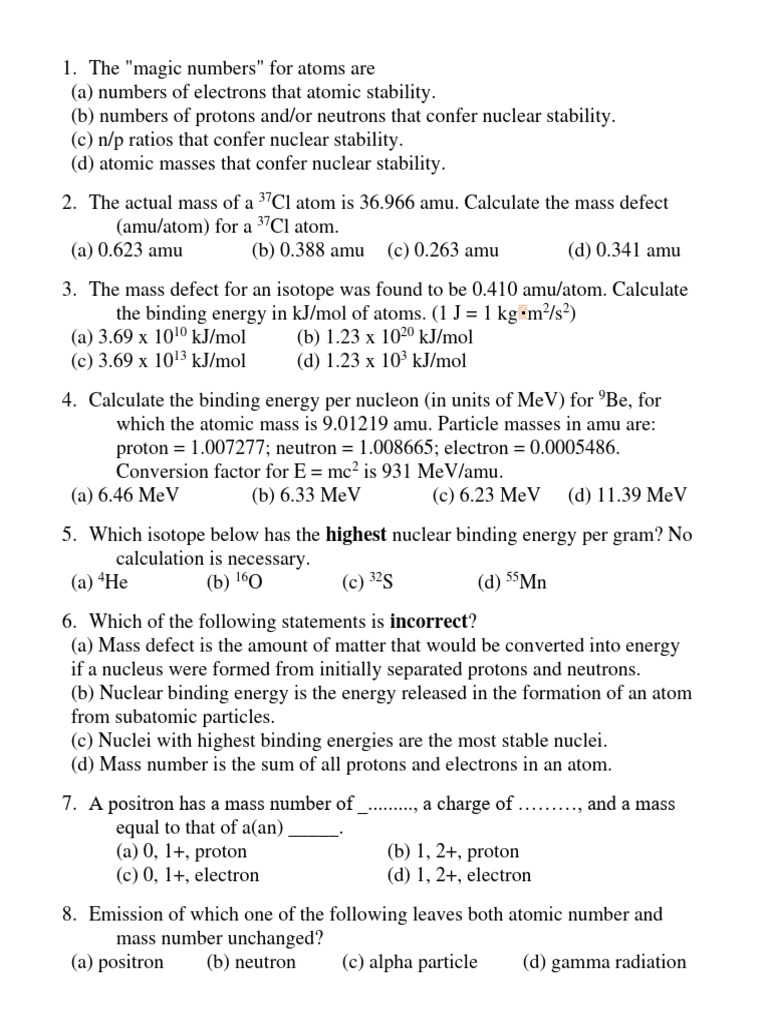 The MCQ | PDF | Neutron | Radioactive Decay