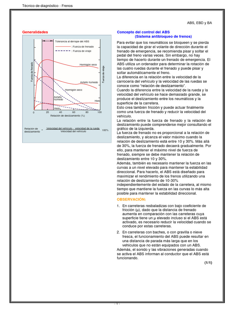 Diagnóstico de Frenos ABS y EBD | PDF | Sistema de freno antibloqueo | Presión