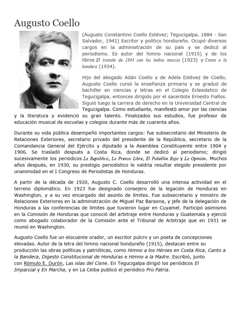 Biografia de Augusto C Coello y Jacobo Carcamo | PDF