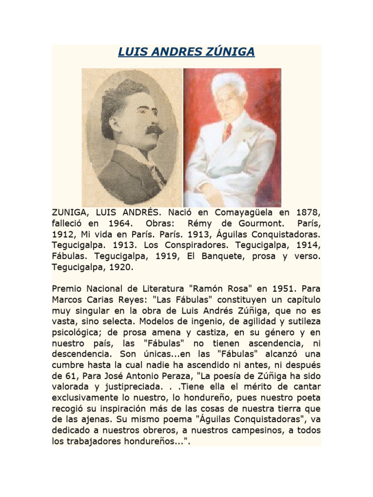 Biografia de Luis Andres Zúniga | PDF | Clásicos | Ficción general