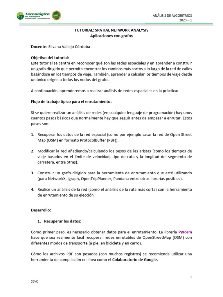 Tutorial - Spatial Network Analysis | Descargar gratis PDF ...