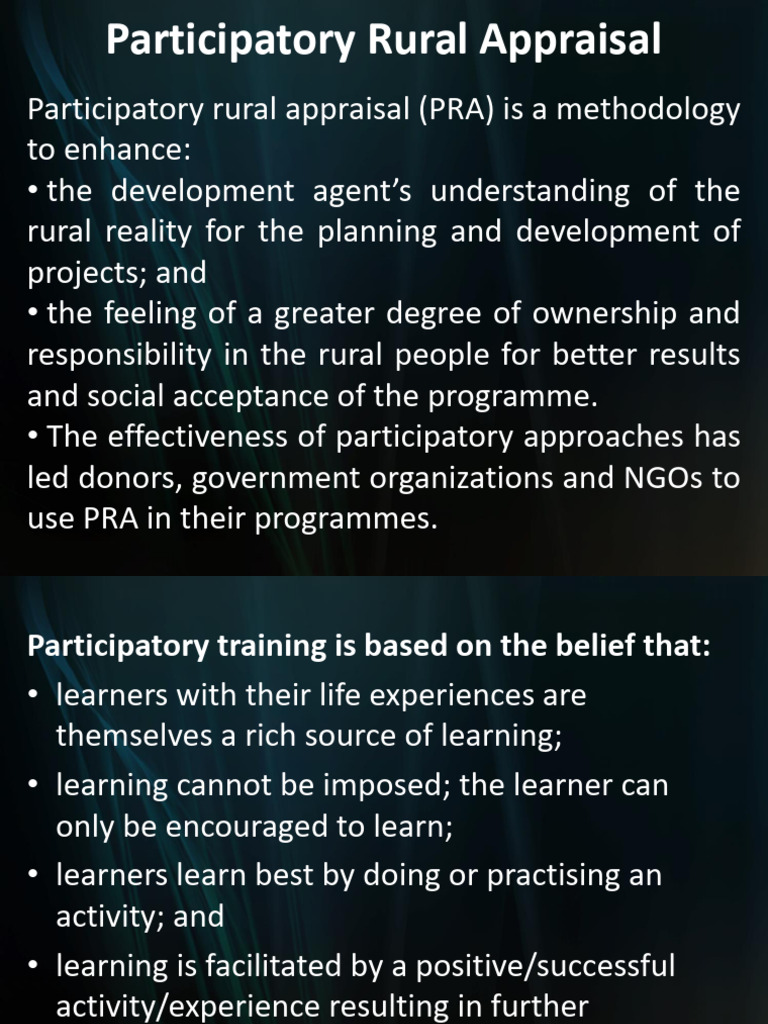Participatory Rural Appraisal | PDF | Learning | Knowledge