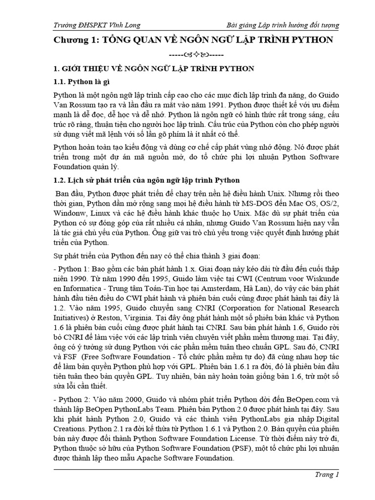Bai Giang LTHDT Bang Python - 2021 | PDF