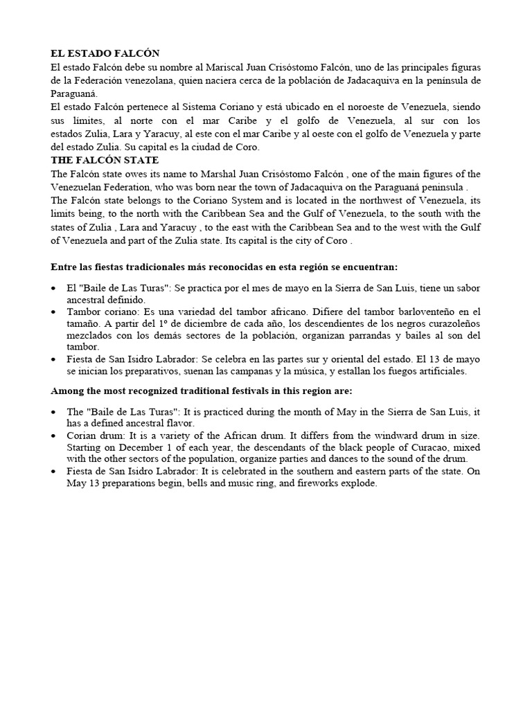 El Estado Falcón | PDF | Venezuela