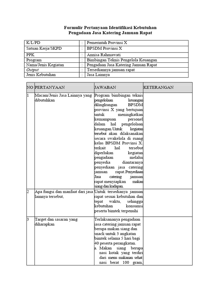 Lampiran 3 - Form Identifikasi Kebutuhan | PDF