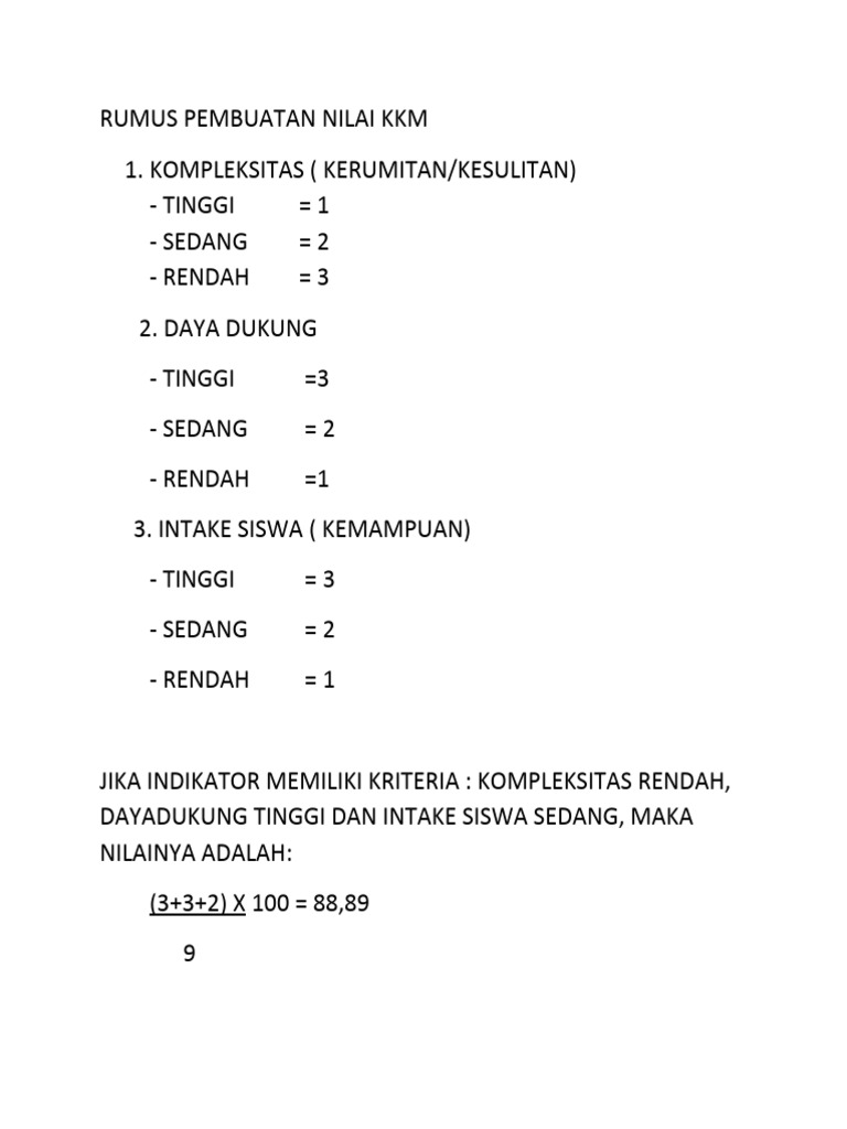 Rumus Pembuatan Nilai KKM | PDF