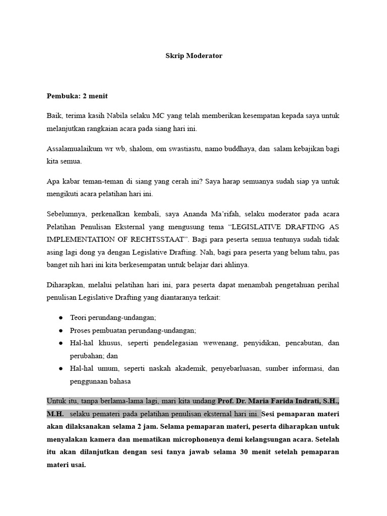Skrip Moderator | PDF