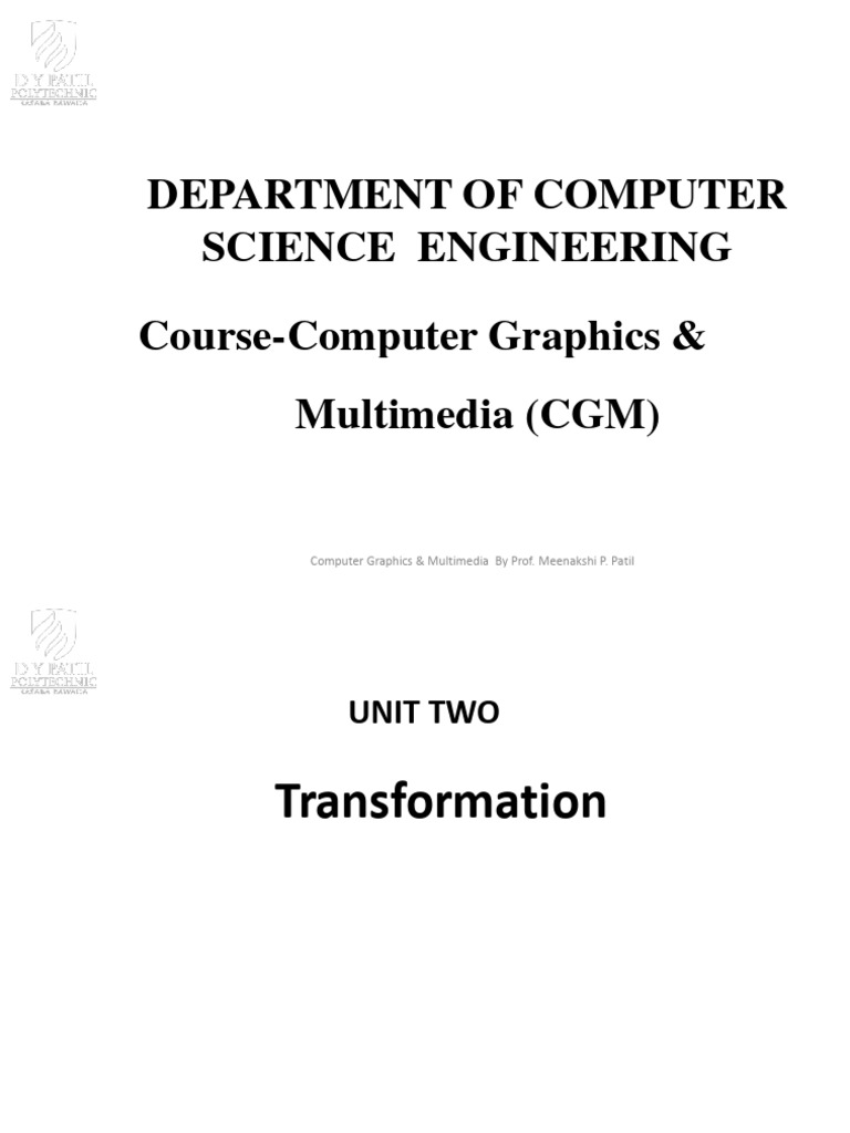 Transformation | PDF | 2 D Computer Graphics | Geometry