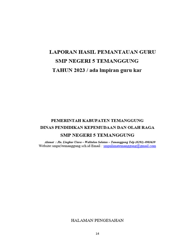 LAPORAN HASIL PEMANTAUAN GURU Ada Lampiran Gur Kar 2023 | PDF