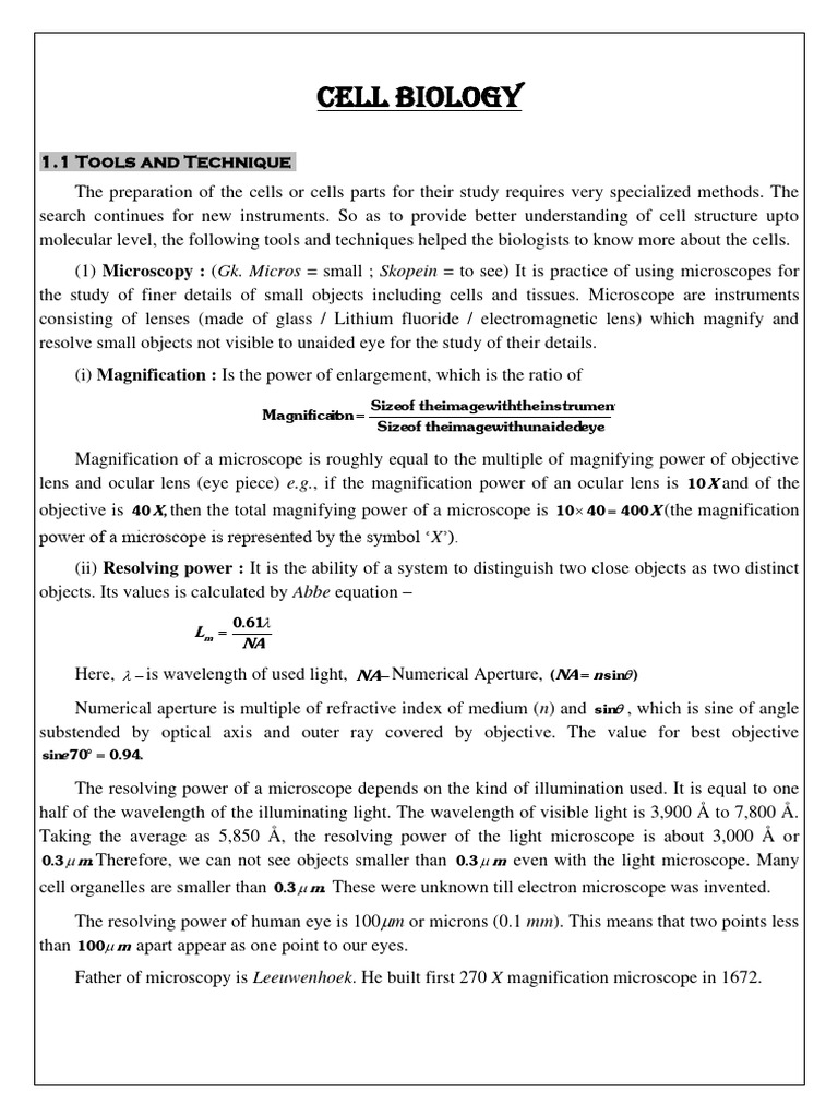 Microscopy Techniques in Cell Biology | PDF | Microscope | Chromatography