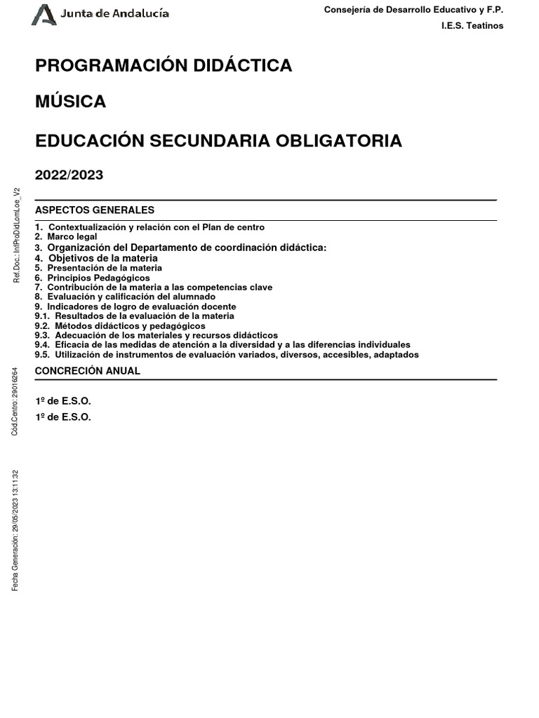 Propuesta_pedagogica___Música | PDF | Evaluación | Aprendizaje